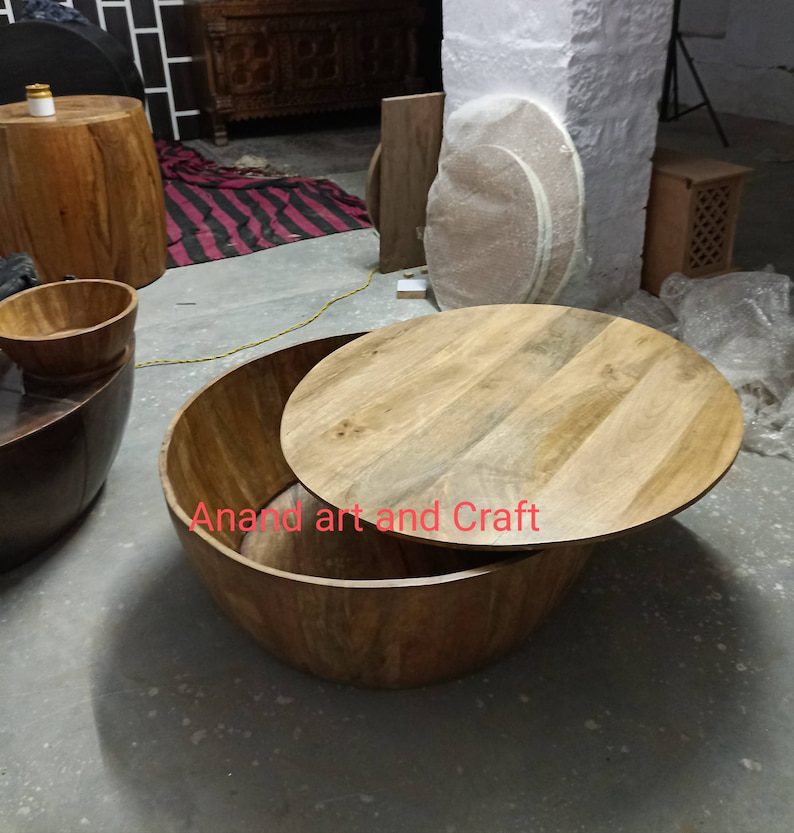 Wooden Coffee table storage wooden Cocktail Table Unique table Hand ...