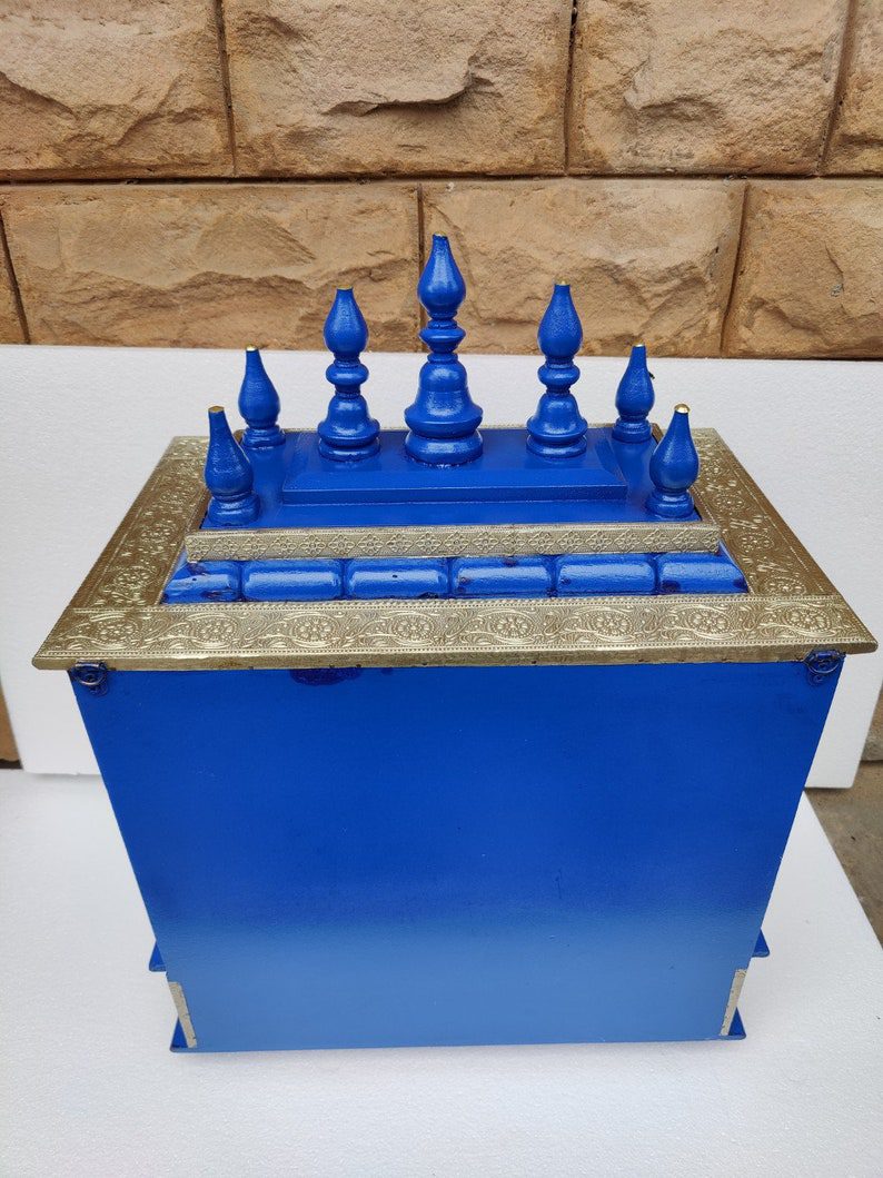 Wooden Temple Mandir Brass Handcrafted Window Pooja Ghar Mandap With 9 ...