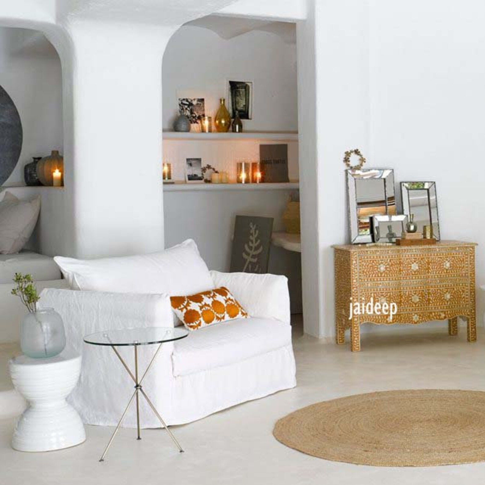 Indian Handmade Curved Floral Sideboard Buffets 2 Drawer - SwiftEZ