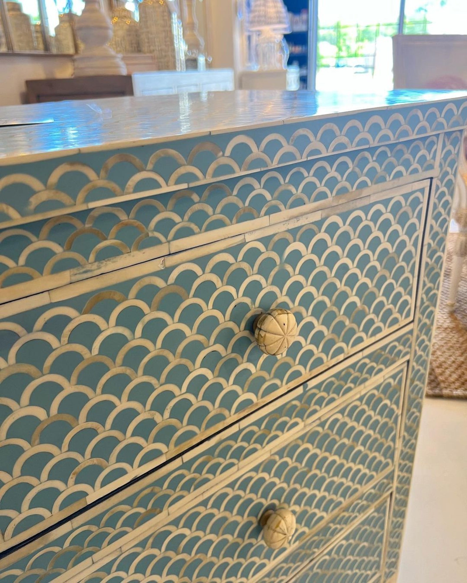 Handmade bone Inlay Blue Sideboard Bone Inlay Dresser Bone Inlay ...